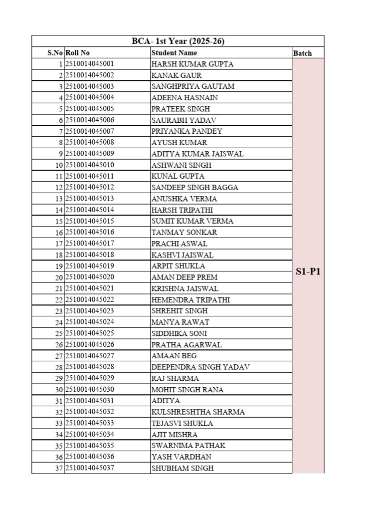 BCA 1st Year 2025-26 v1 | PDF