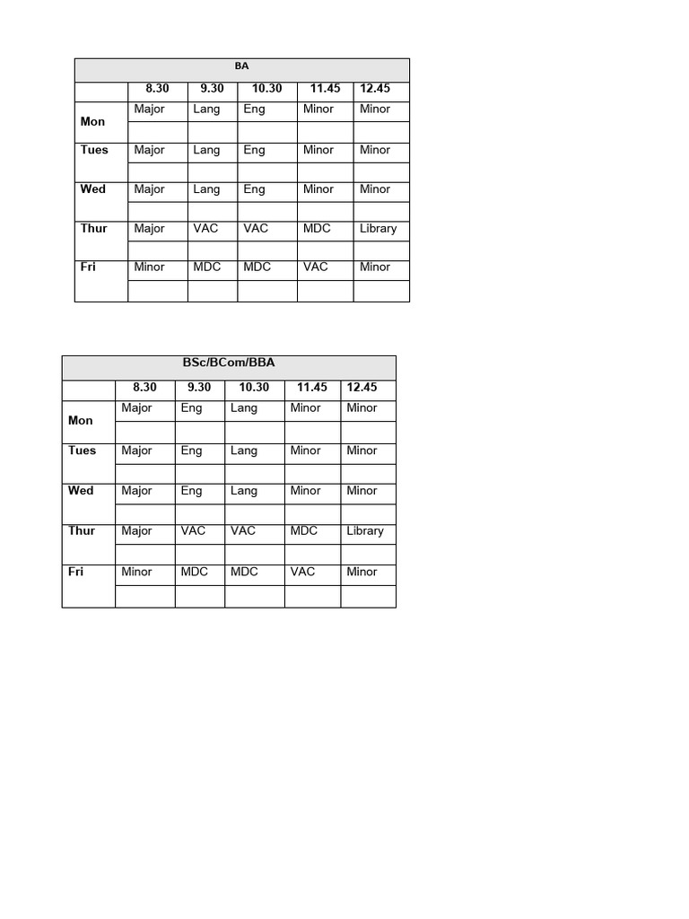 Timetable Framework Revised | PDF