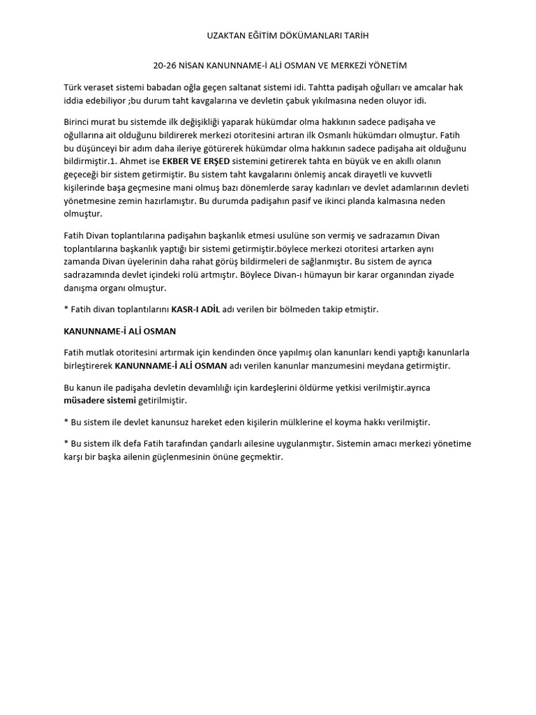 20-26 Nysan Kanunname-Y Aly Osman Ve Merkezy Yonetym | PDF