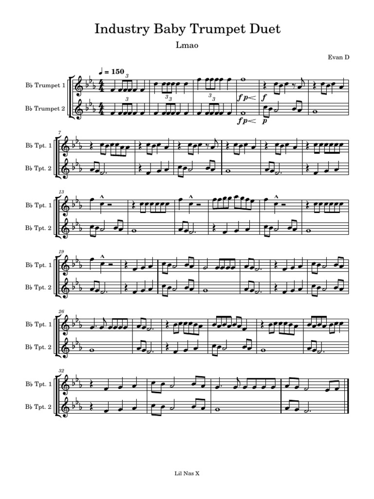 Industry Baby Trumpet Duet 1755349931825 | PDF | Song Recordings | Song ...