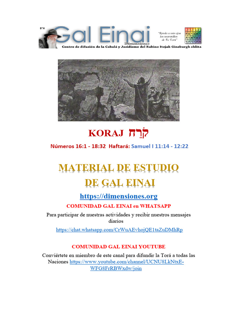 38 KORAJ Galeinai 5785 | PDF | Kábala | Zohar