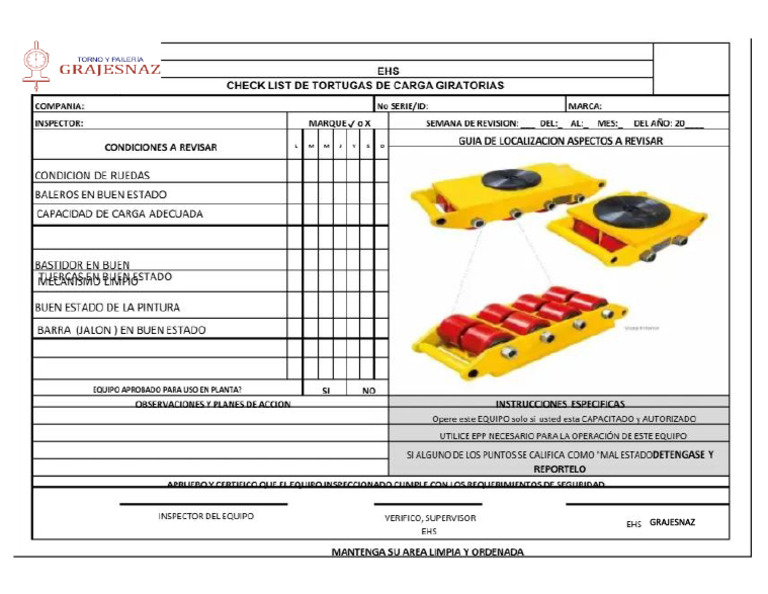 Check List Tortuga de Carga | PDF
