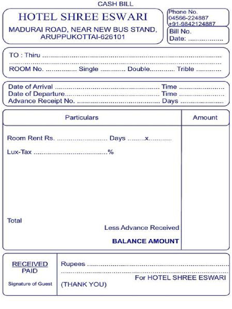 Hotel Bill | PDF