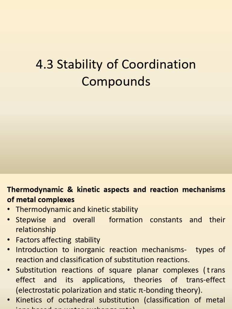 Stability of Coordination Compounds | PDF | Coordination Complex | Ligand