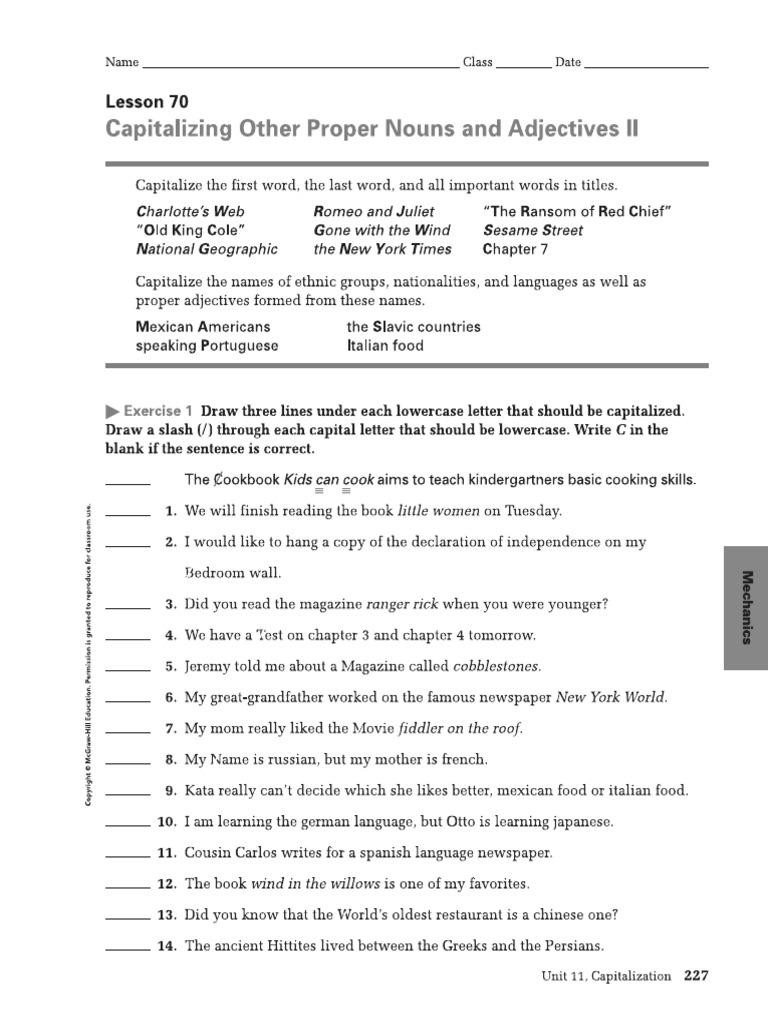 Capitalizing Other Proper Nouns and Adjectives LL | PDF