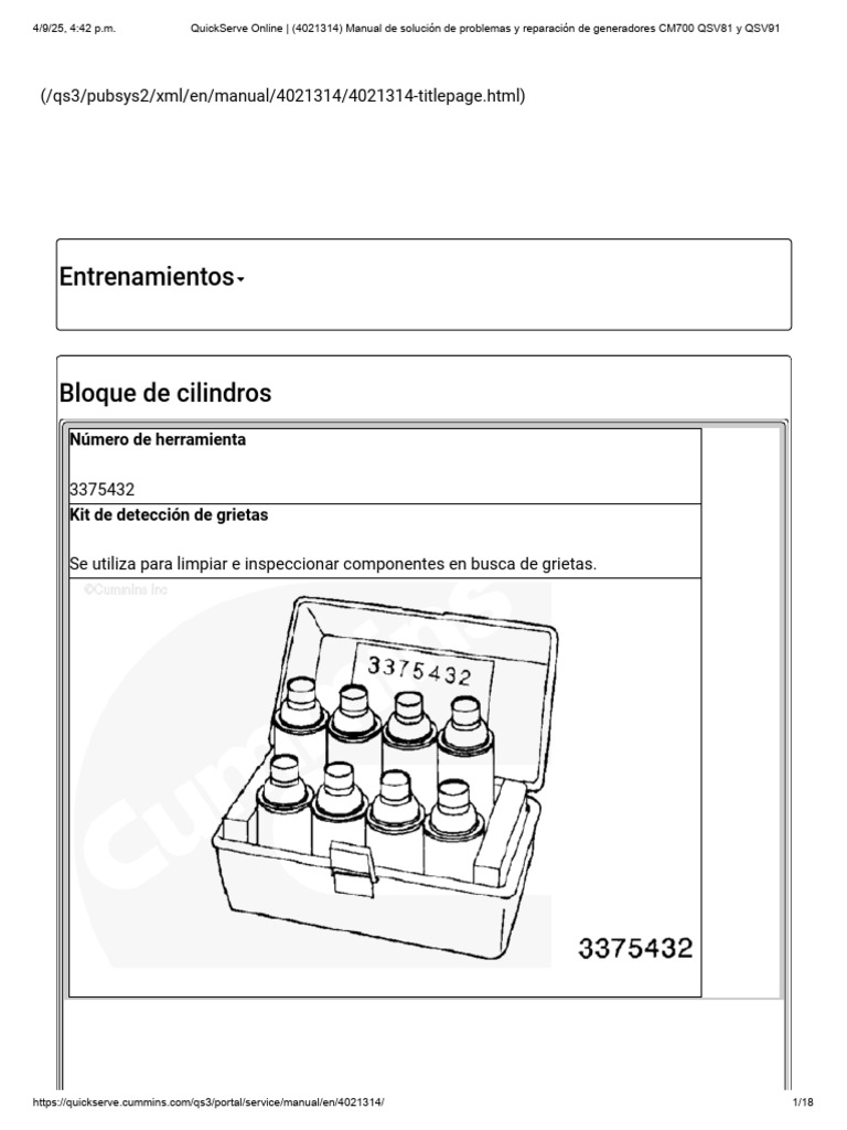 Herramientas para generadores CM700 | PDF | Pistón | Partes de vehículo
