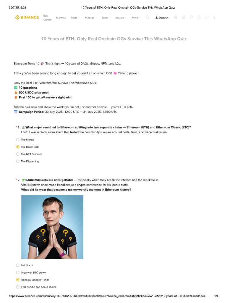 10 Years of ETH - Only Real Onchain OGs Survive This WhatsApp Quiz | PDF