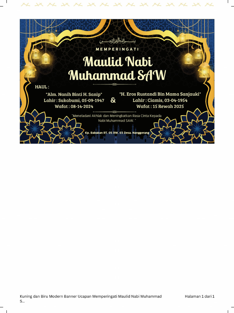 Kuning Dan Biru Modern Banner Ucapan Memperingati Maulid Nabi Muhammad ...