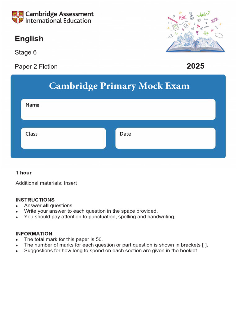 Y6 - 2025 Mock Exam - Paper 2 - Questions | PDF | Sentence (Linguistics ...
