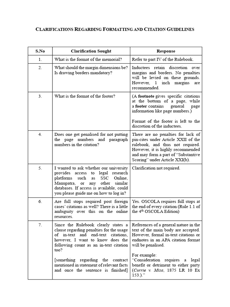 Clarifications Regarding Formatting and Citation Guidelines | PDF ...