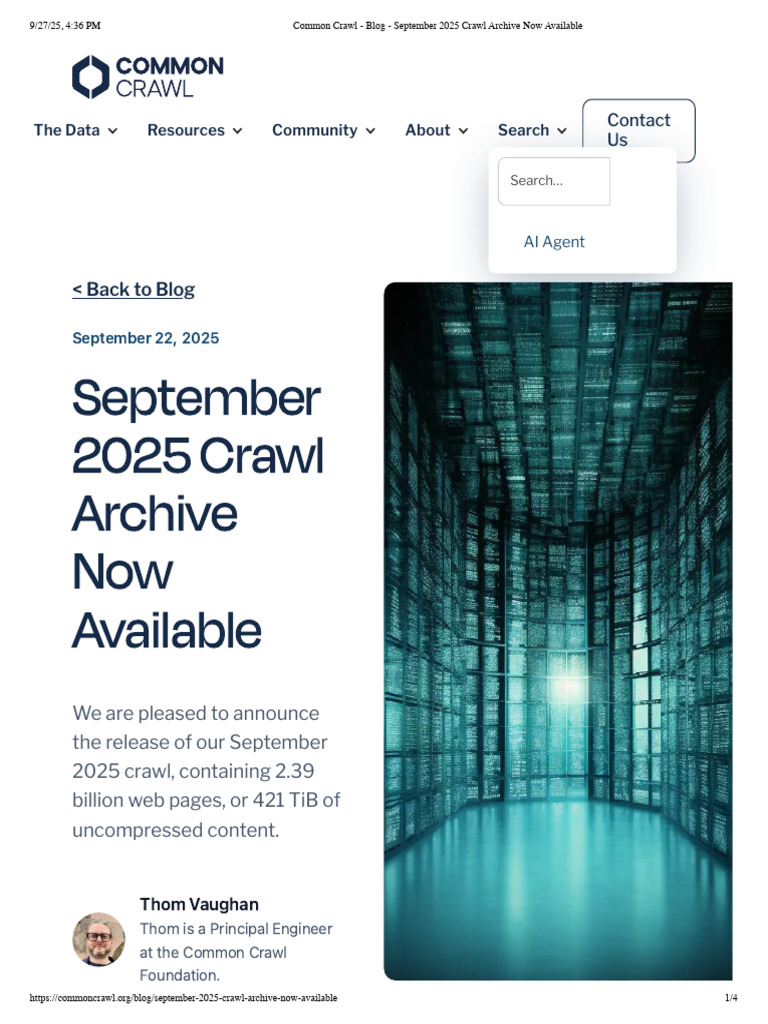 Common Crawl - Blog - September 2025 Crawl Archive Now Available | PDF