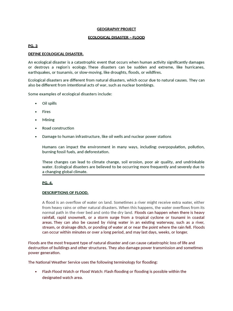 Geo Proj-Ecological Disaster | PDF | Flood | Natural Disasters