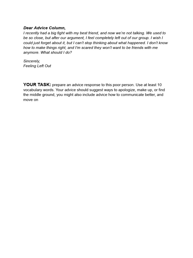 Dear Advice Column | PDF