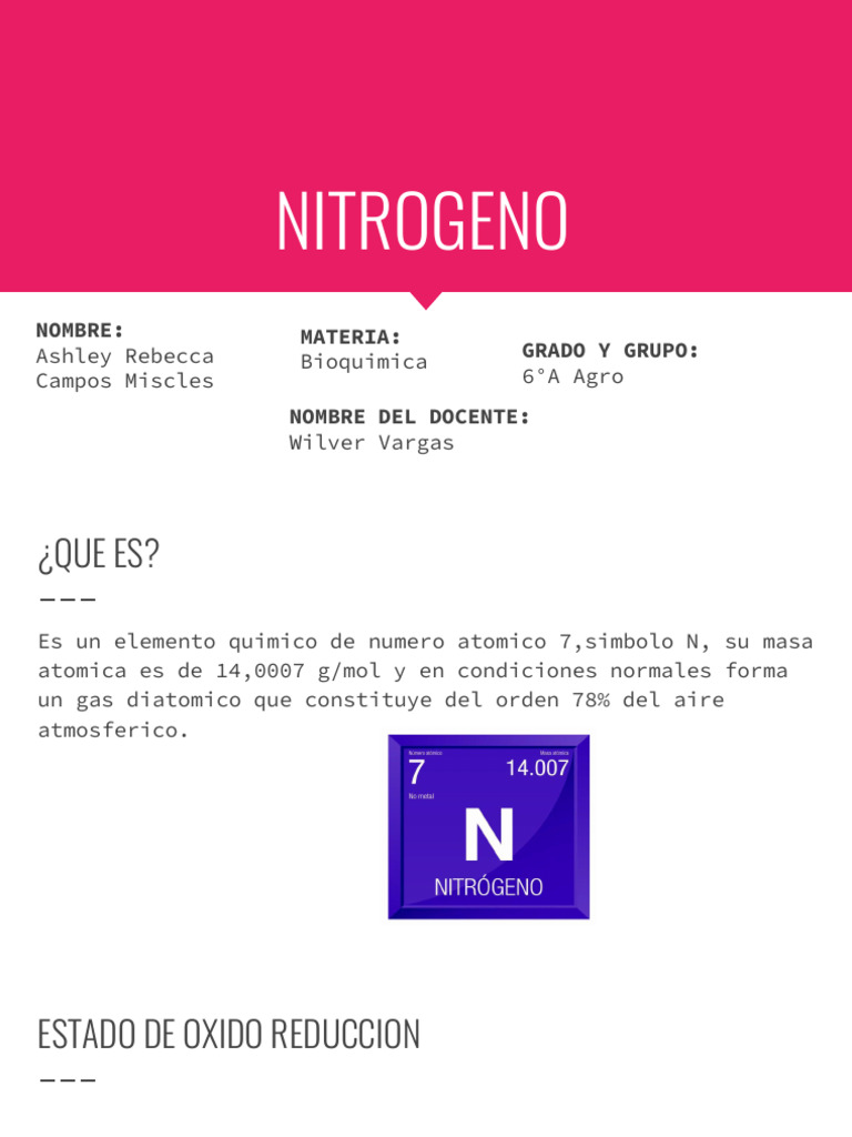 Biolelemento Nitrogeno | PDF