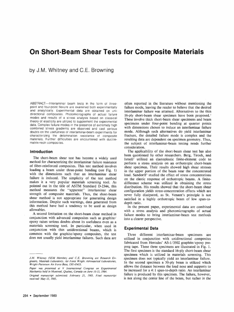 On Short-Beam Shear Tests For Composite Materials | PDF | Fracture ...