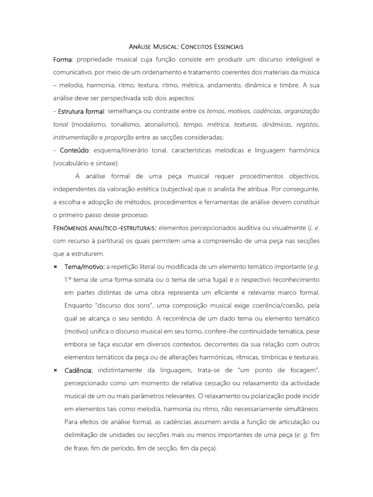 Conceitos Essenciais de Análise Musical | PDF | Teoria da Música ...