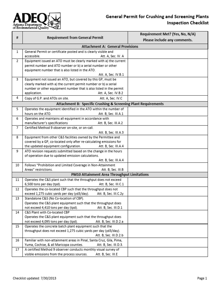 Crusher Machine Checklist | PDF | Engines | Combustion