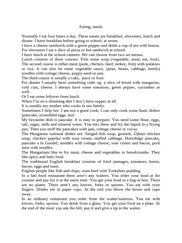Daily Meal Routine and Cooking Tips | PDF