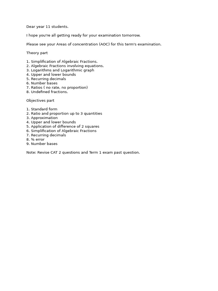 Dear Year 11 Students | PDF