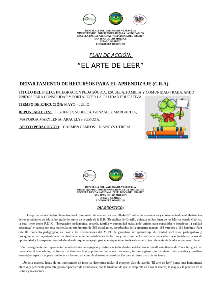 Plan de Acción III Cra Momemto Pedagógico. | PDF | Alfabeto | Escuelas