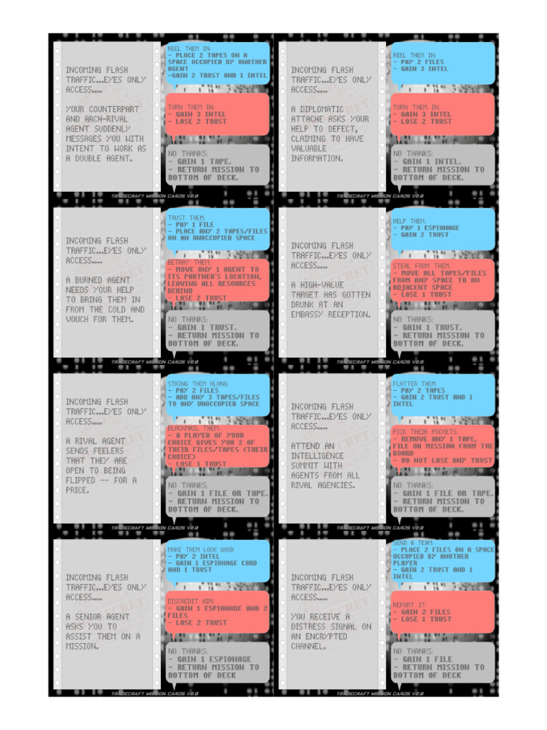 Tradecraft Mission Cards PNP | PDF