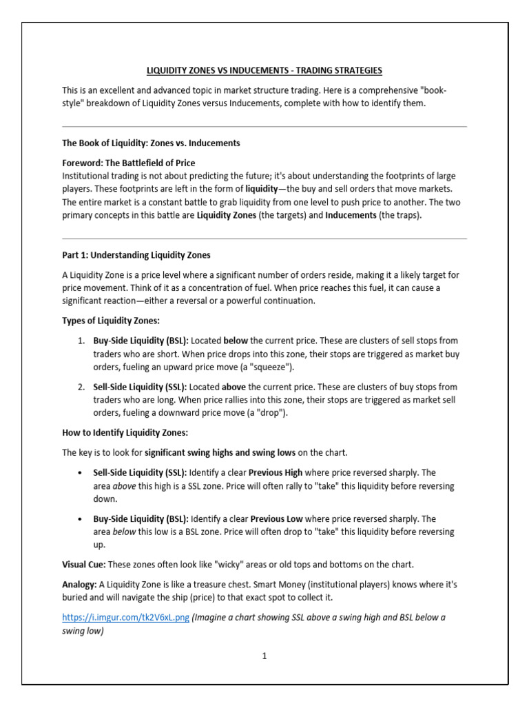 Liquidity Zones vs Inducements in Trading | PDF