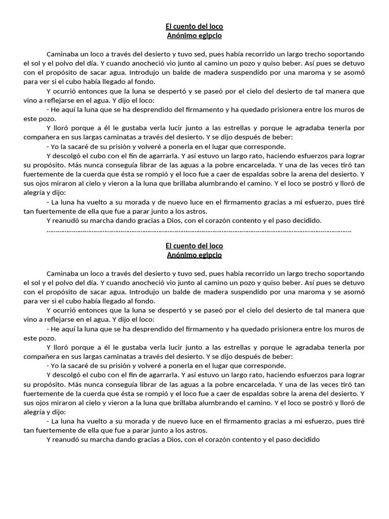 El Cuento Del Loco Texto | PDF
