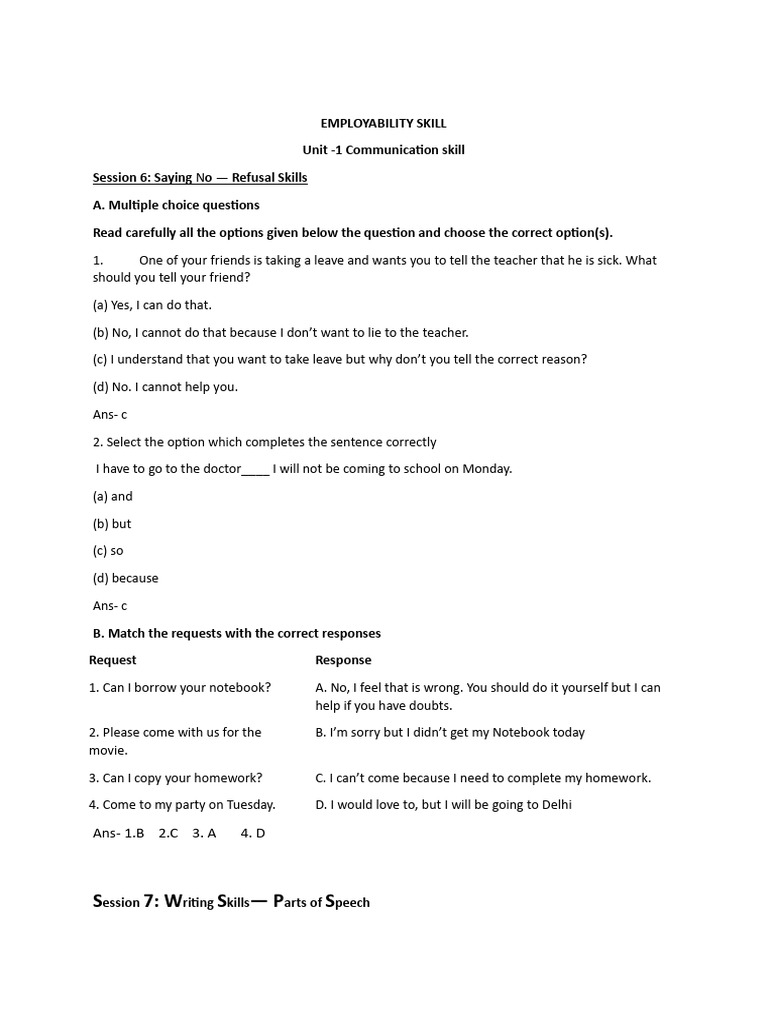 Refusal Skills and Communication Basics | PDF | Verb | Noun