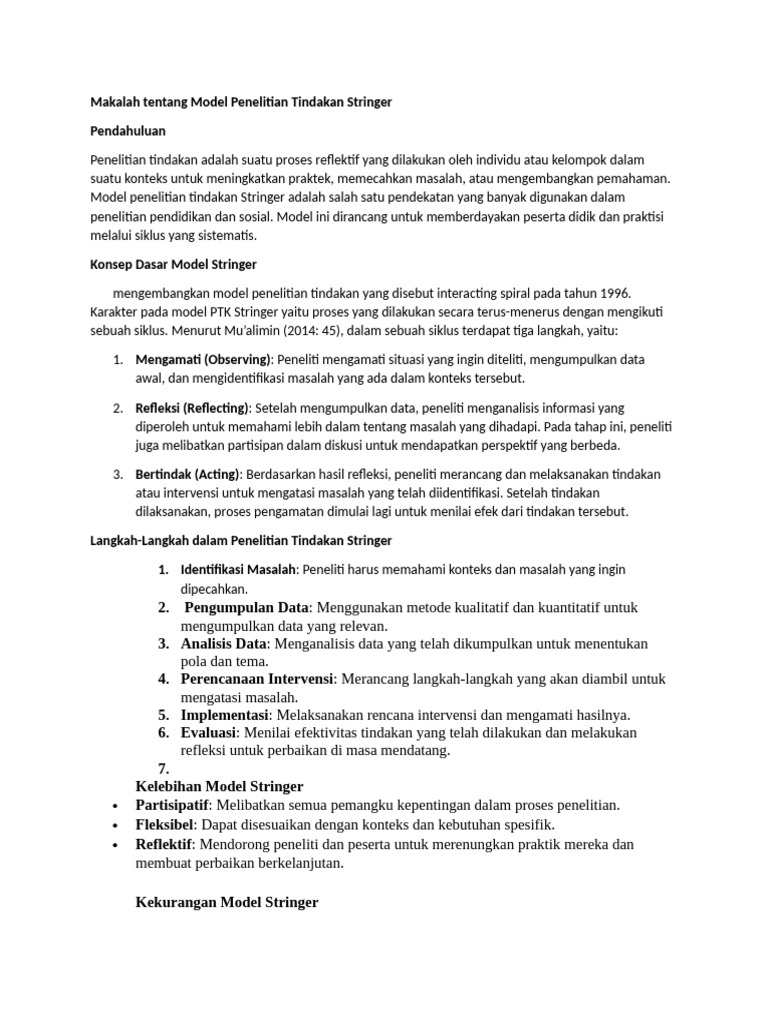 Model Penelitian Tindakan Stringer | PDF