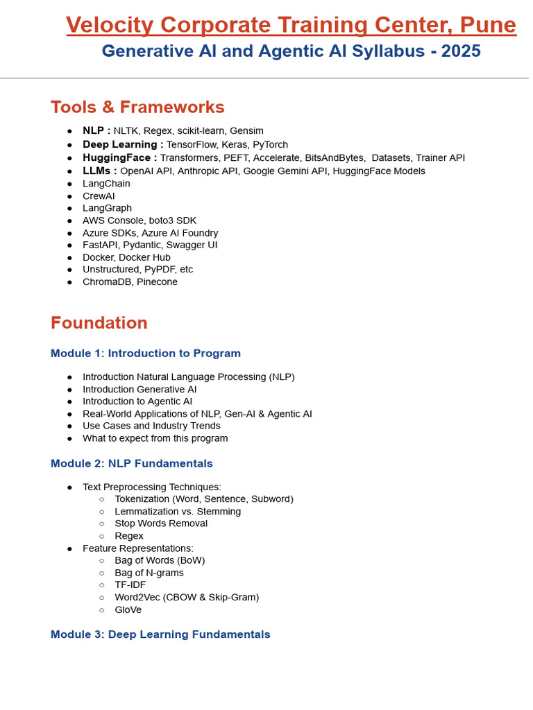 New Generative AI and Agentic AI Syllabus - 2025 | PDF | Machine ...