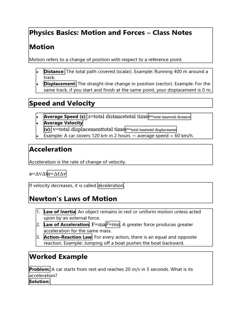 Physics Basics - Motion and Forces | PDF