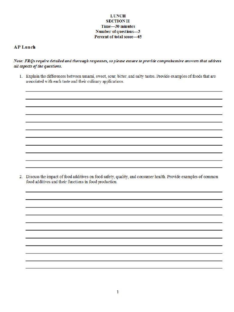 AP Lunch Section II | PDF