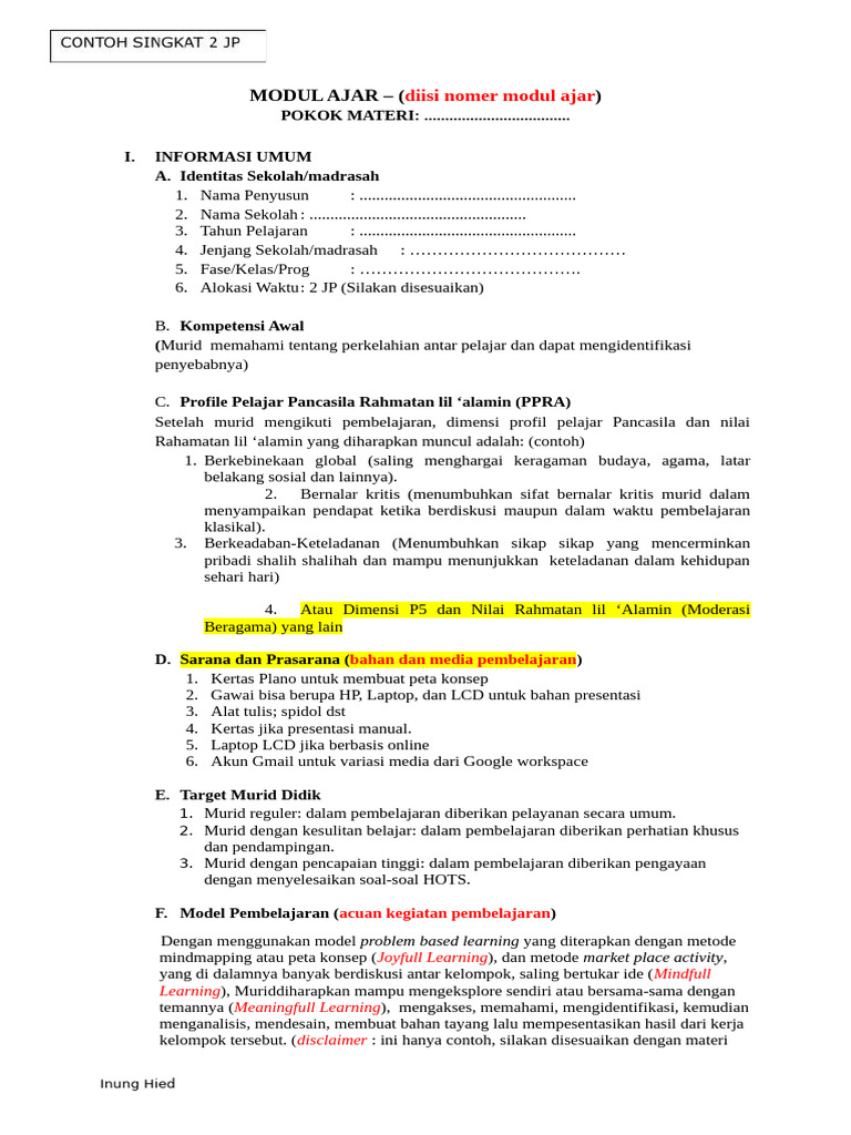 Deep Learning Template Modul Ajar DEEP LEARNING | PDF