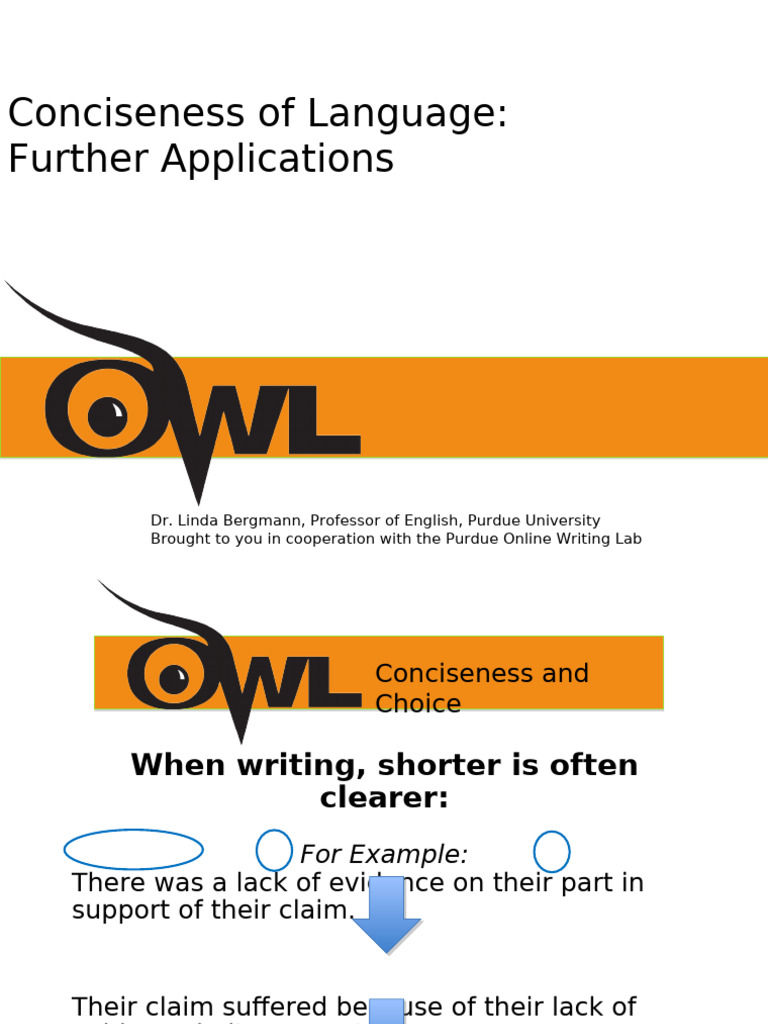 Conciseness of Language Further Applications Owl Purdue | PDF ...