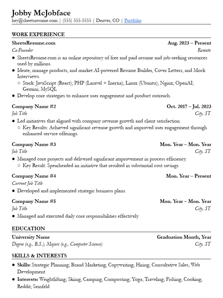 Jobby McJobface - Resume | PDF