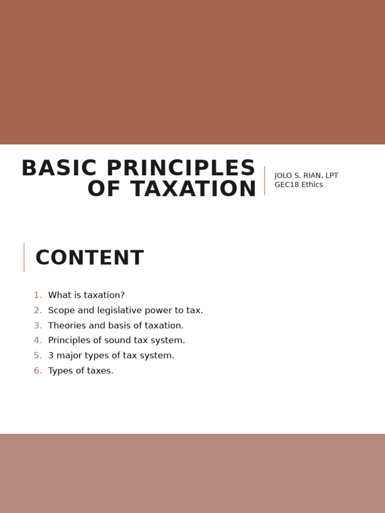 Principles of Taxation Explained | PDF | Taxes | Economies