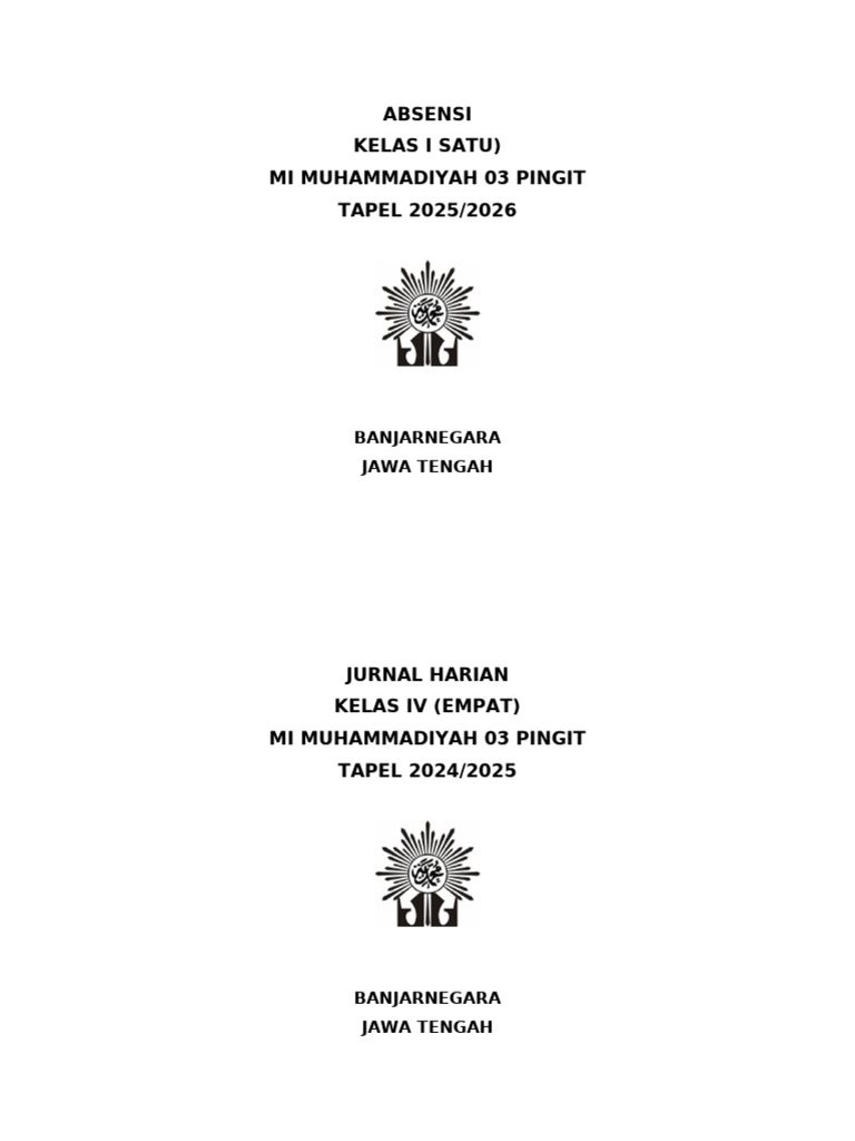 Absensi Kelas MI Muhammadiyah 03 | PDF