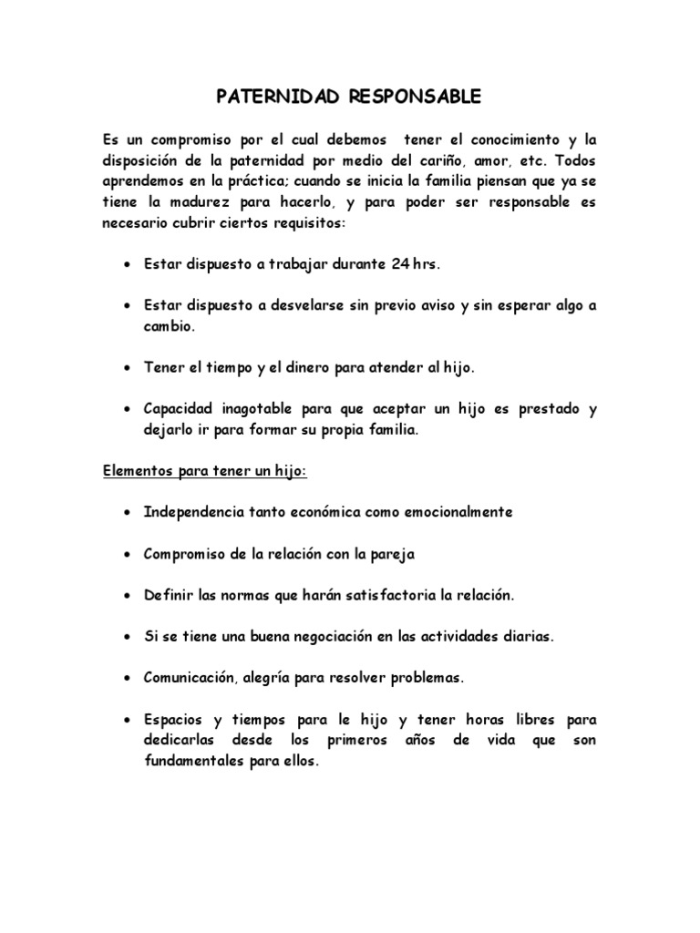 Paternidad Responsable | Descargar gratis PDF | Familia | Moralidad