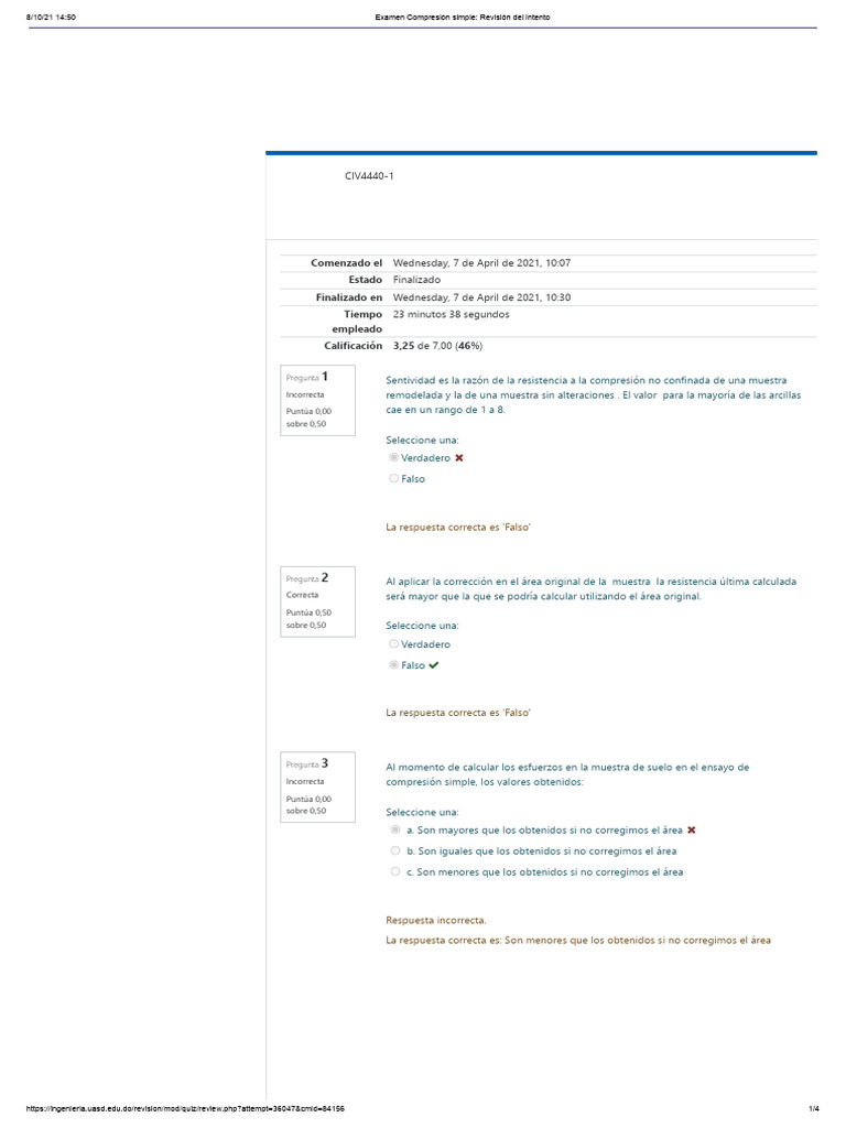 Revisión de Examen de Compresión Simple | PDF | Deformación (ingeniería ...