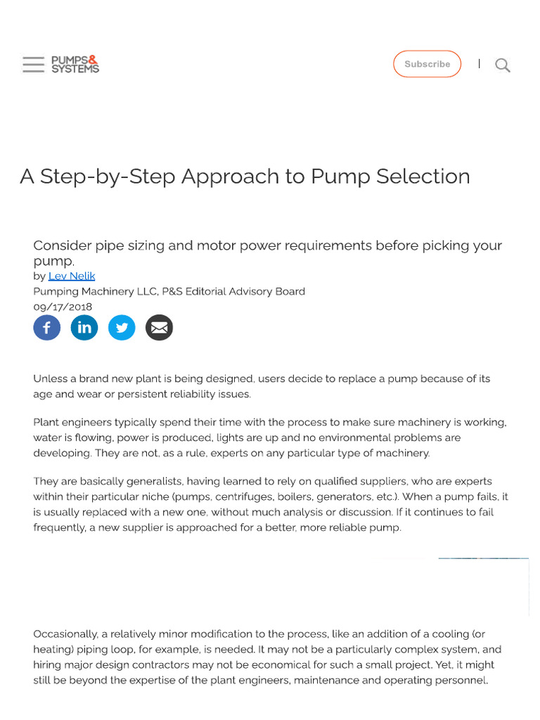 Pump Selection Calcs | PDF