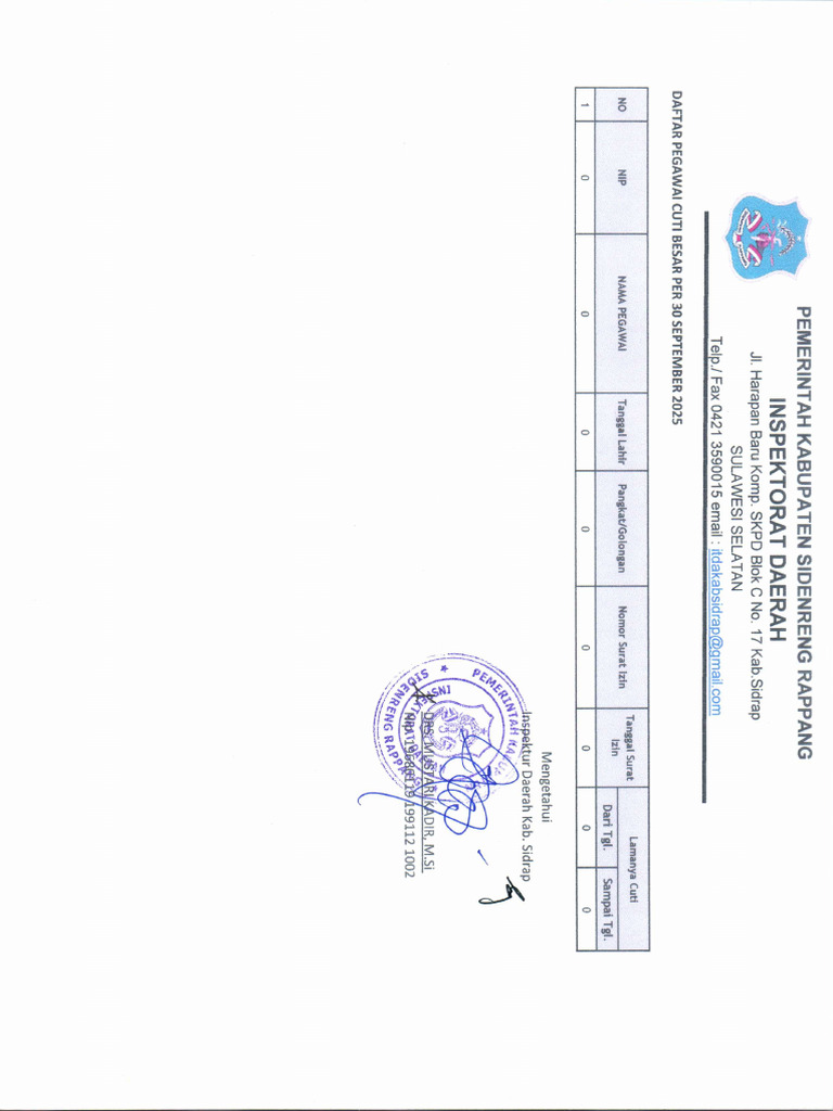 Daftar Pegawai Yang Melakukan Cuti Besar DLL | PDF