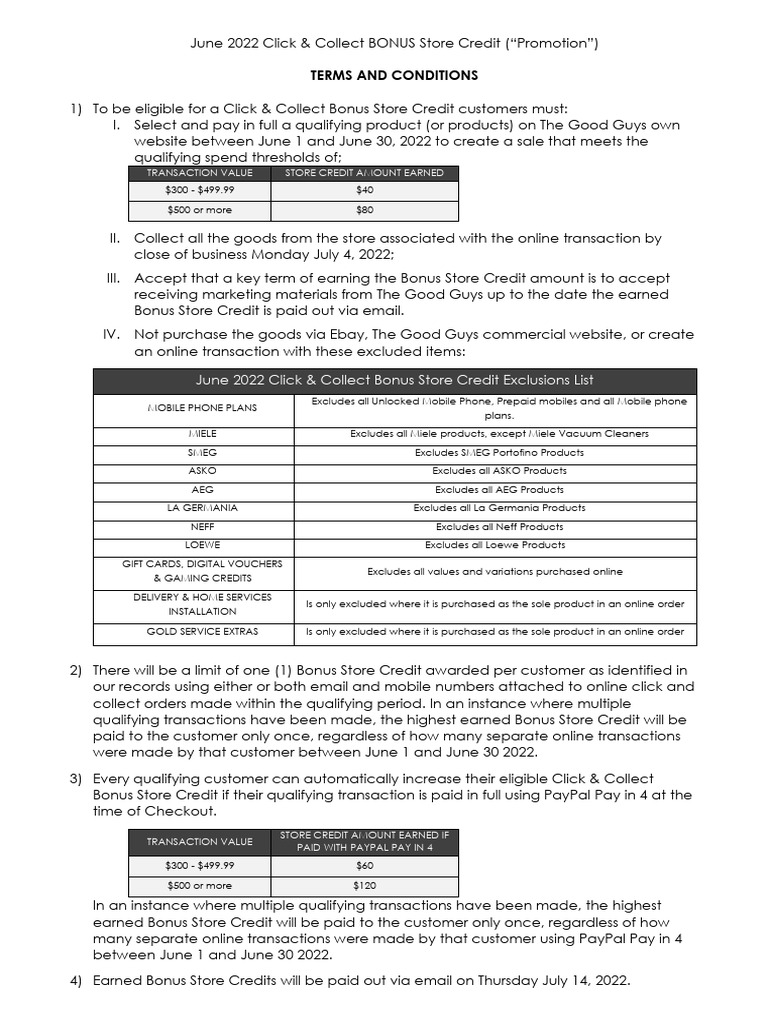 2022 June Click Clollect Bonus Credit | PDF | Legal Liability | Pay Pal