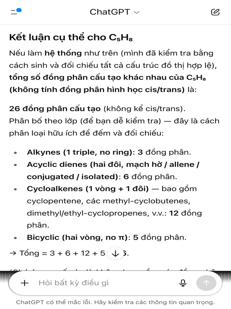 Công Thức Cấu Tạo C5H8 C5H10 | PDF