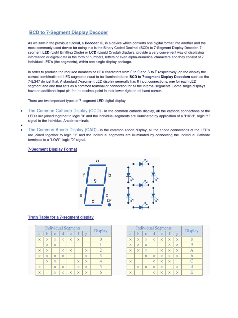 Decoding Binary Coded Decimal Values for 7-Segment Display Drivers | PDF | Binary Coded Decimal ...