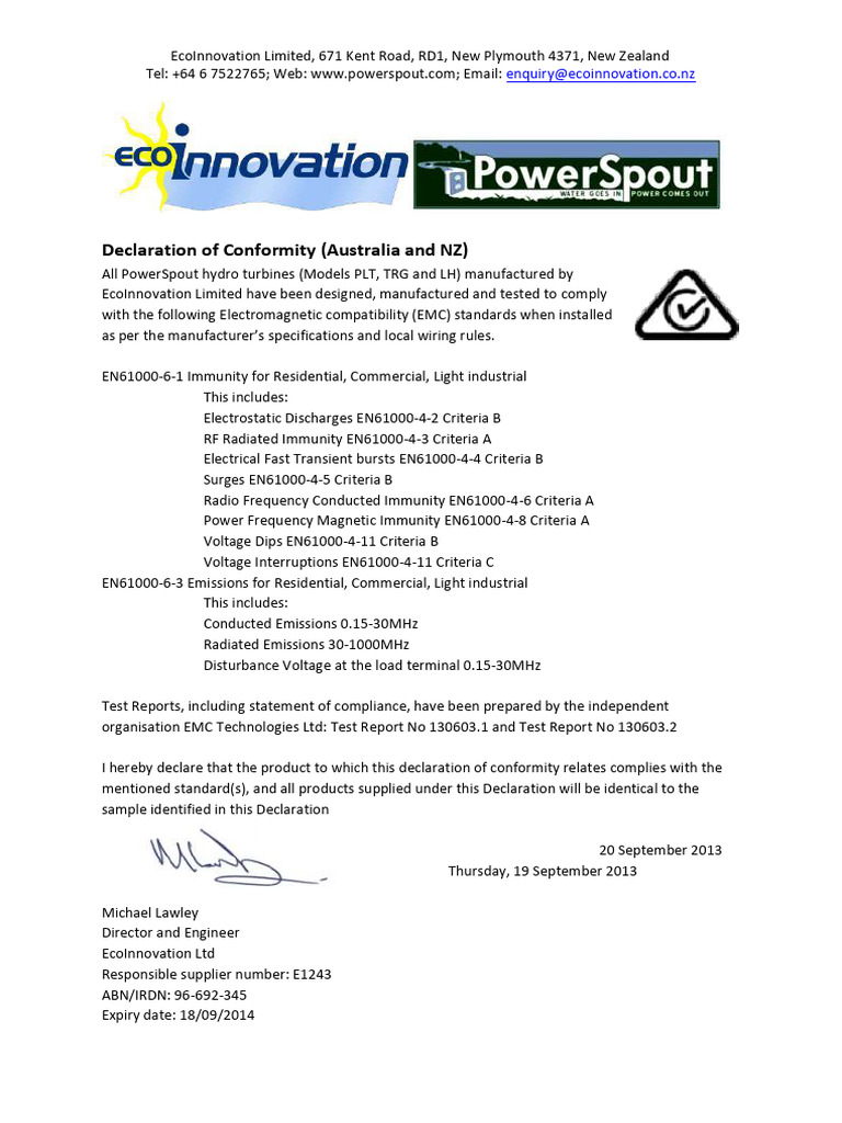 PS All Conformity C-Tick Declaration Sept 13 | PDF