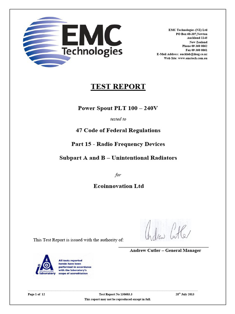 PS All Conformity EMC Report 3 FCC July 13 | PDF | Antenna (Radio ...