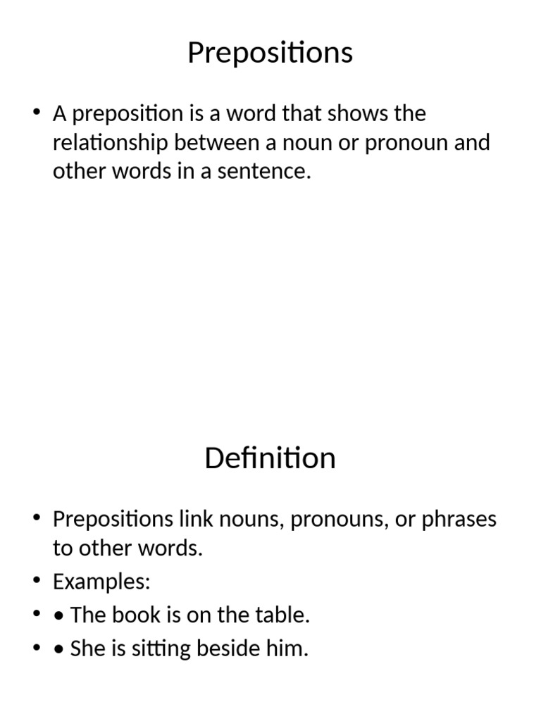 Understanding Prepositions: Types & Uses | PDF