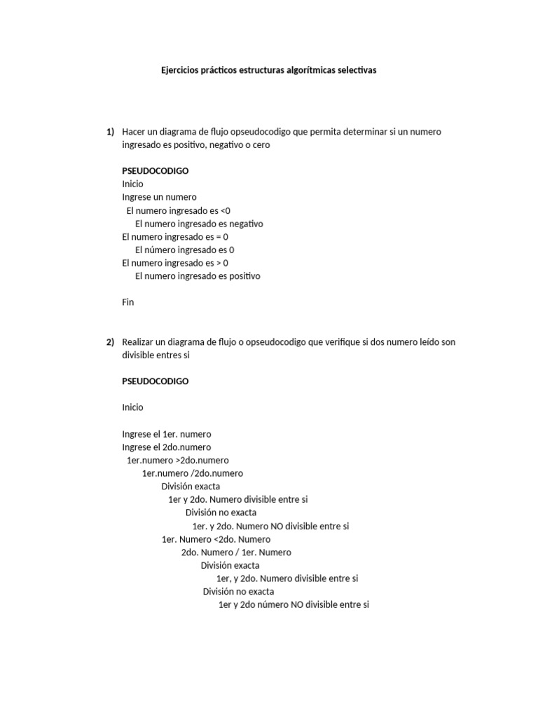 Ejercicios Prácticos Estructuras Algorítmicas Selectivas 2 | PDF