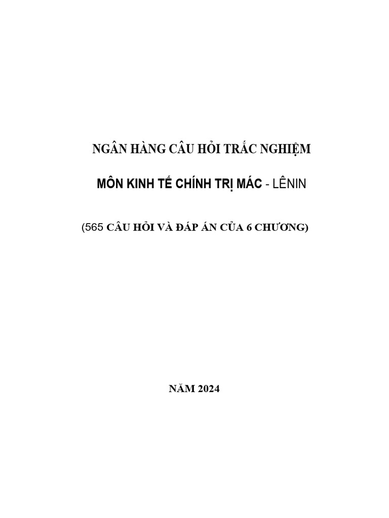 KEY Ngan Hang Cau Hoi Trac Nghiem Kinh Te Vi Mo Dai Hoc Lao Dong Xa Hoi 73601 | PDF