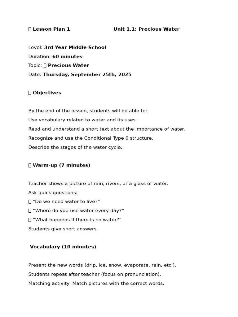 Middle School Lesson Plans: Water & Saturn | PDF | Saturn | Planets